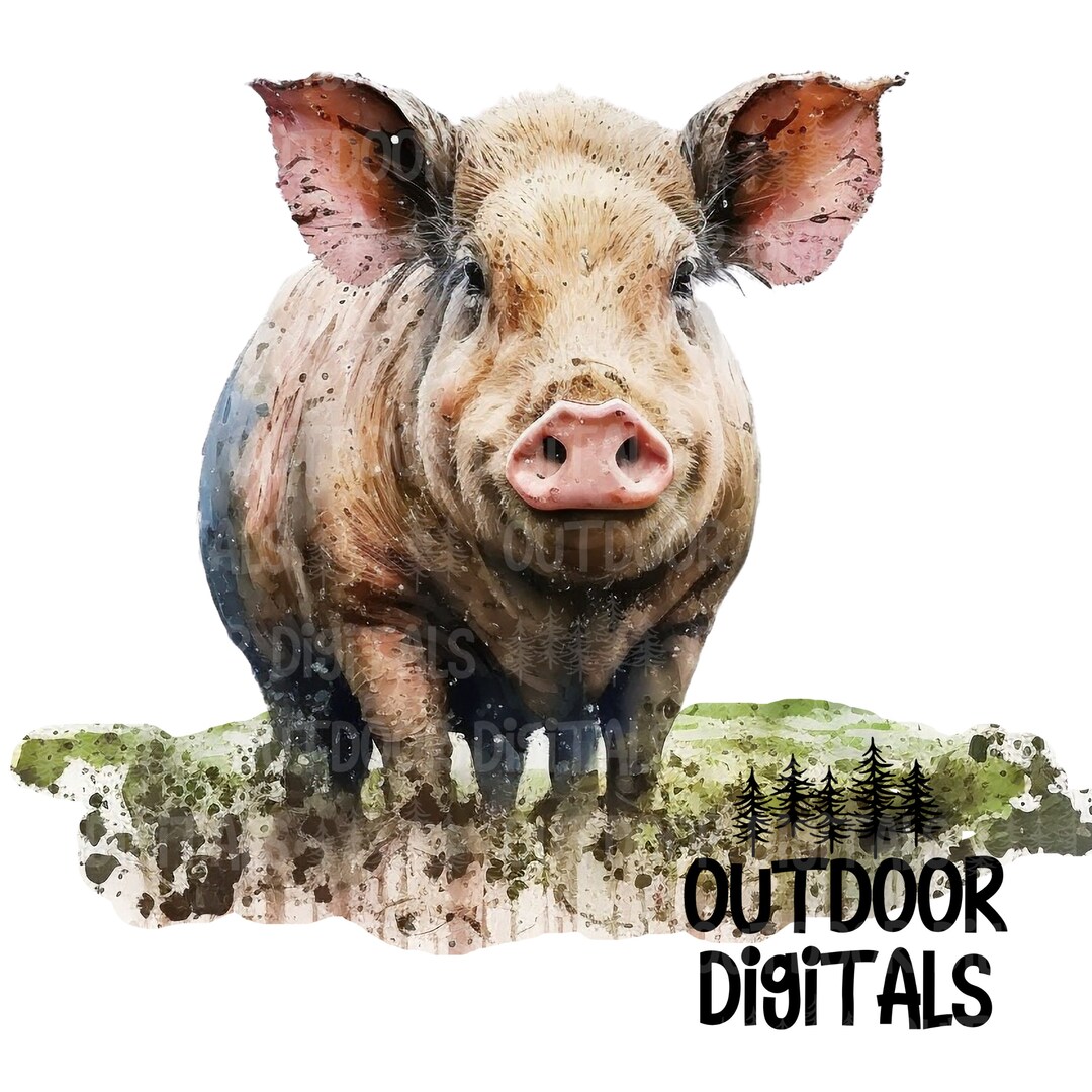 Farm Pig PNG Watercolor Pig Clip Art Pig Wall Art Pig - Etsy