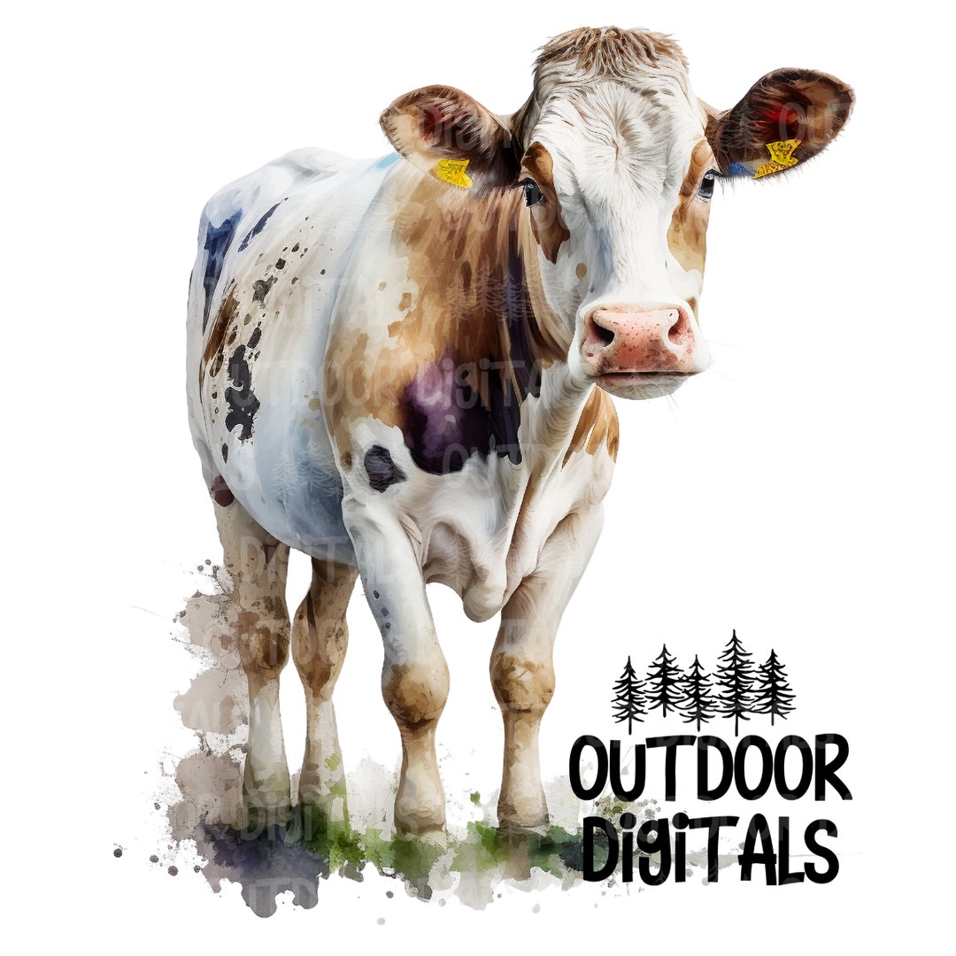 Cow PNG, Watercolor Cow Clip Art, Cow Wall Art, Cow Sublimation PNG ...