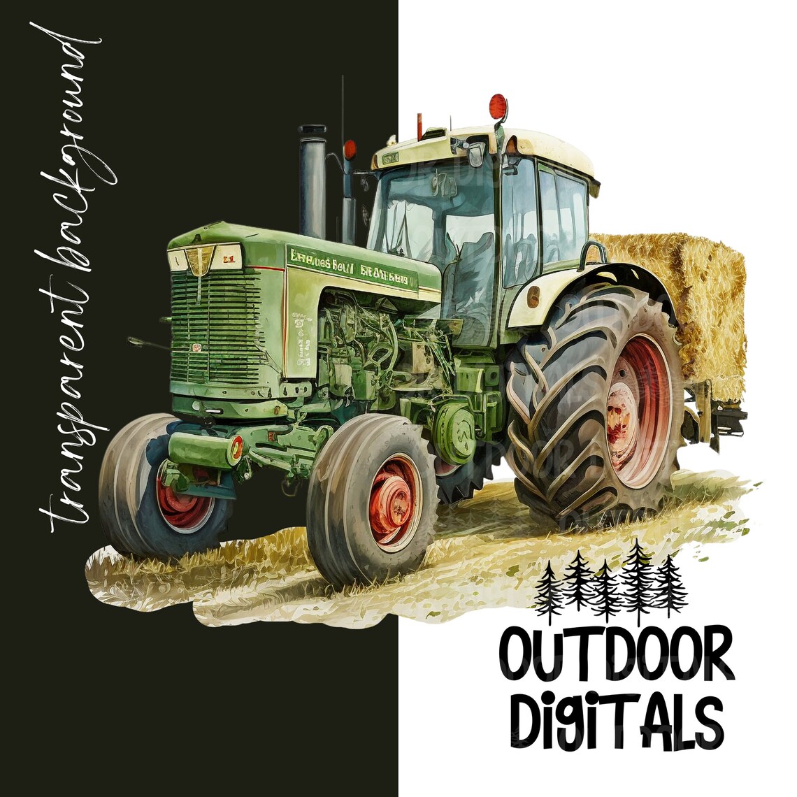 Tractor PNG, Watercolor Tractor Clip Art, Tractor Wall Art, Tractor ...