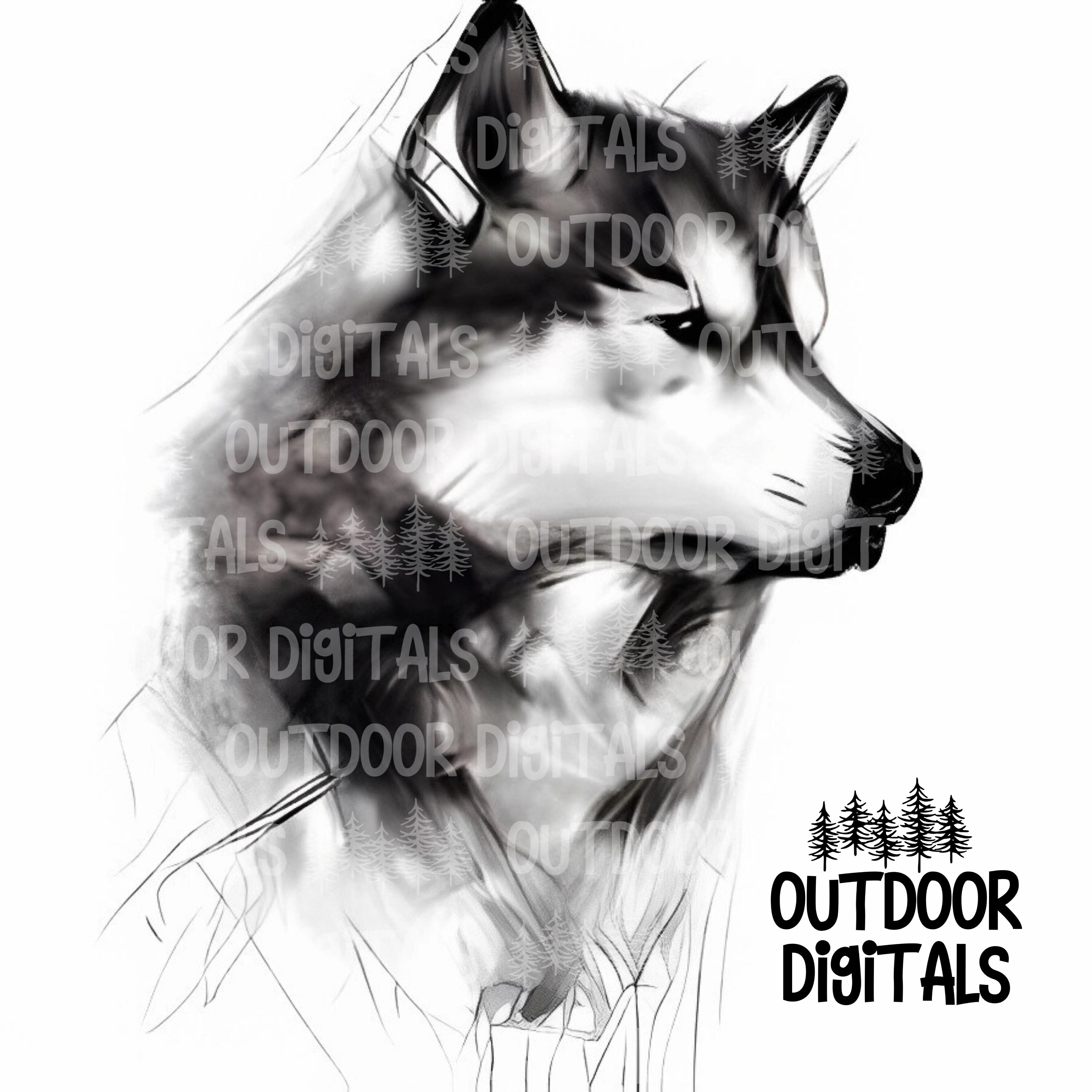 Husky PNG Abstract Sketch Husky Clipart Husky Wall Art - Etsy