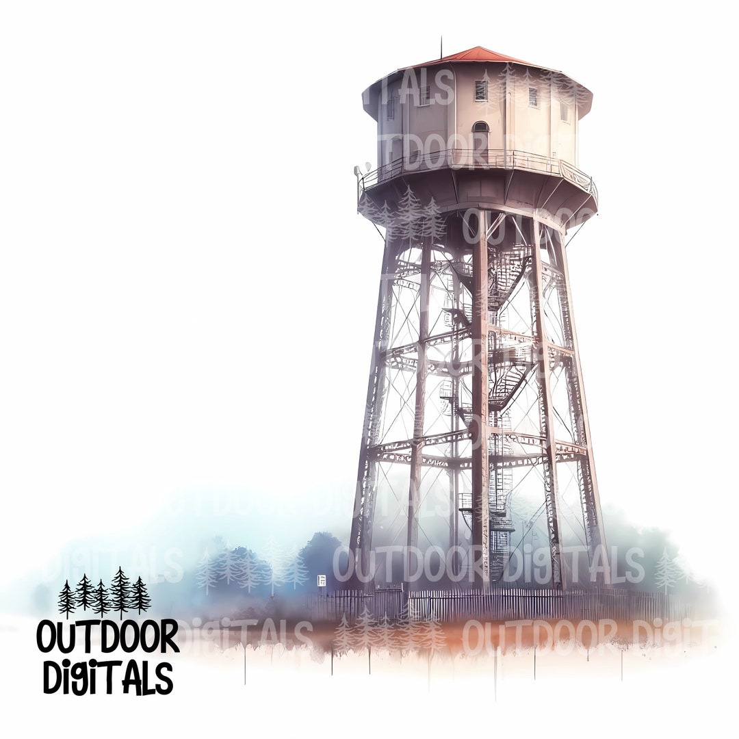Old Water Tower PNG, Watercolor Water Tower Clipart, Water Tower Wall ...