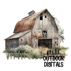 Watercolor Rustic Farm Barns Clipart PNG Sublimation Bundle Watercolour ...