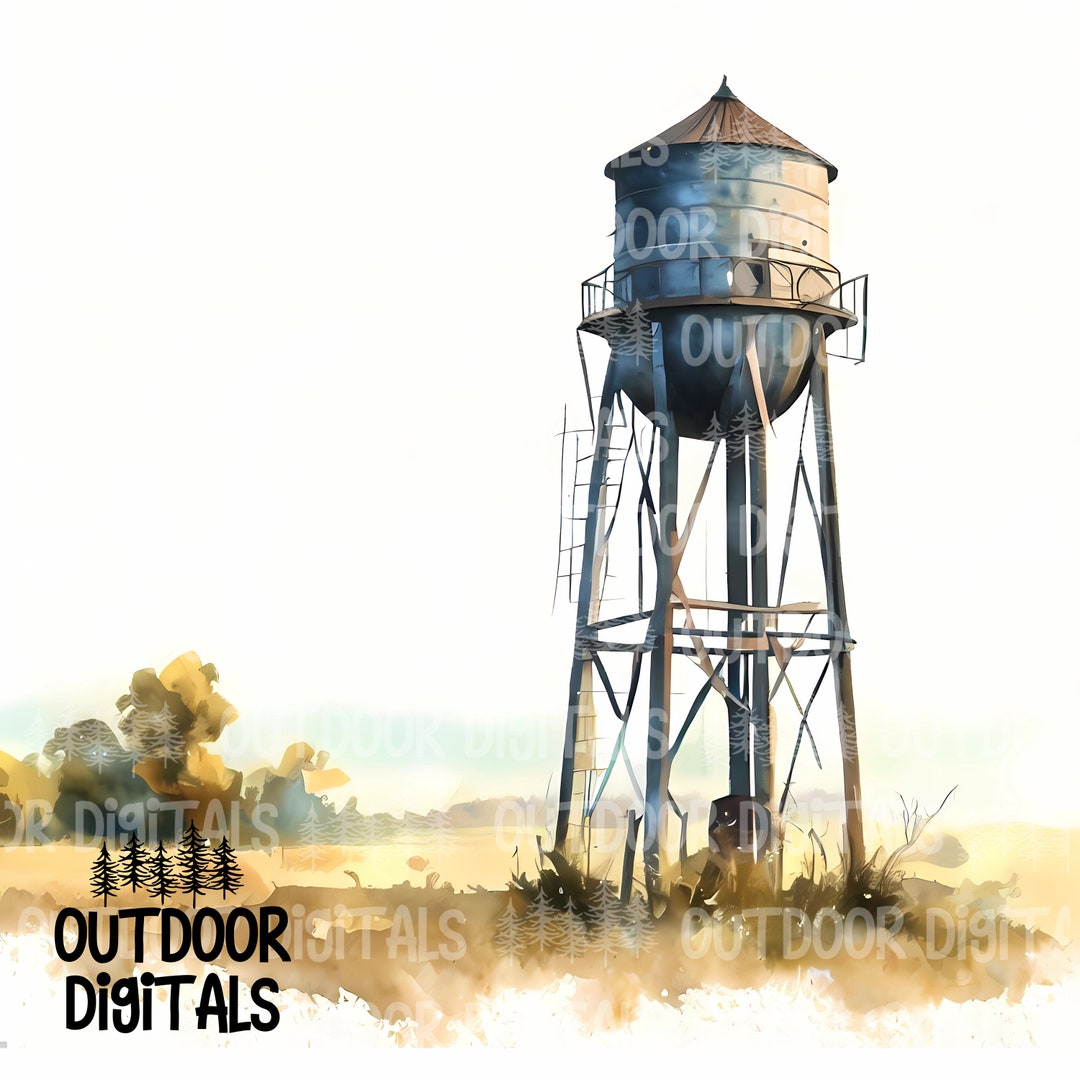 Old Water Tower PNG, Watercolor Water Tower Clipart, Water Tower Wall ...