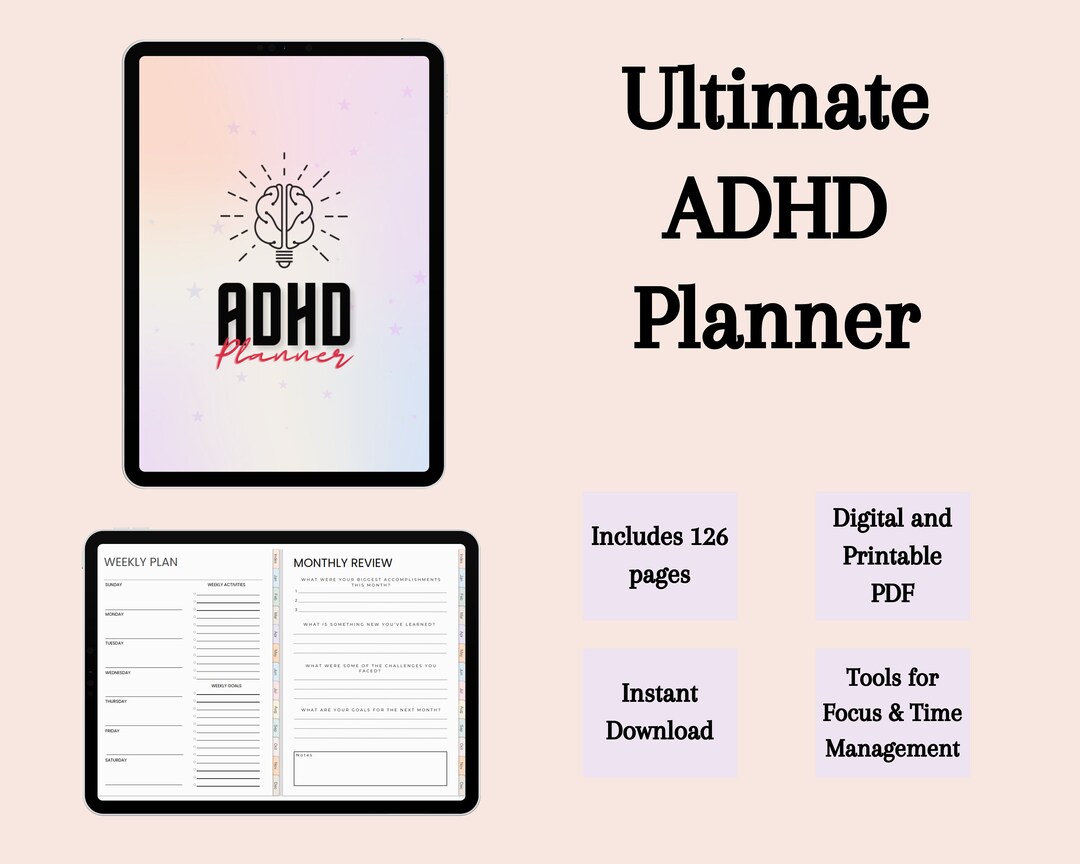 ADHD Digital Planner - Stay Focused, Organized, and Achieve Your Goals ...