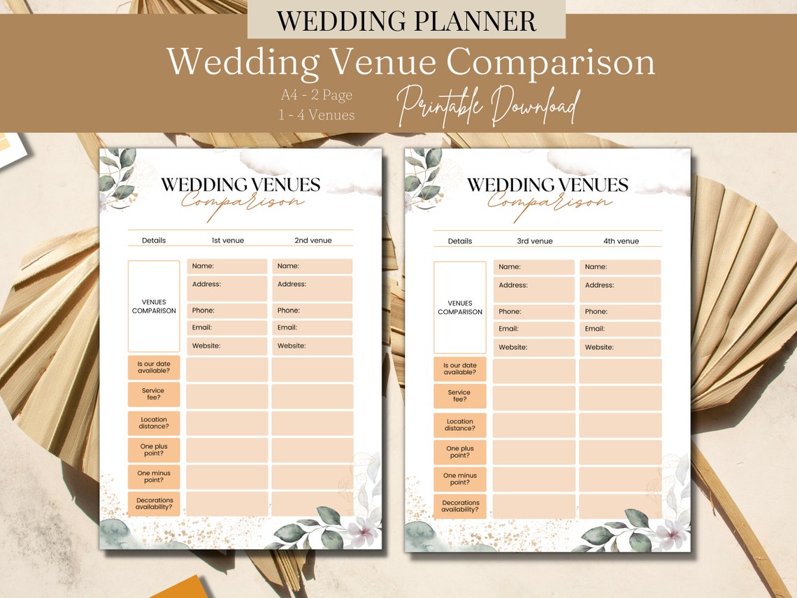 Wedding Venue Comparison Planner: Printable Checklist (PDF Download) - Etsy