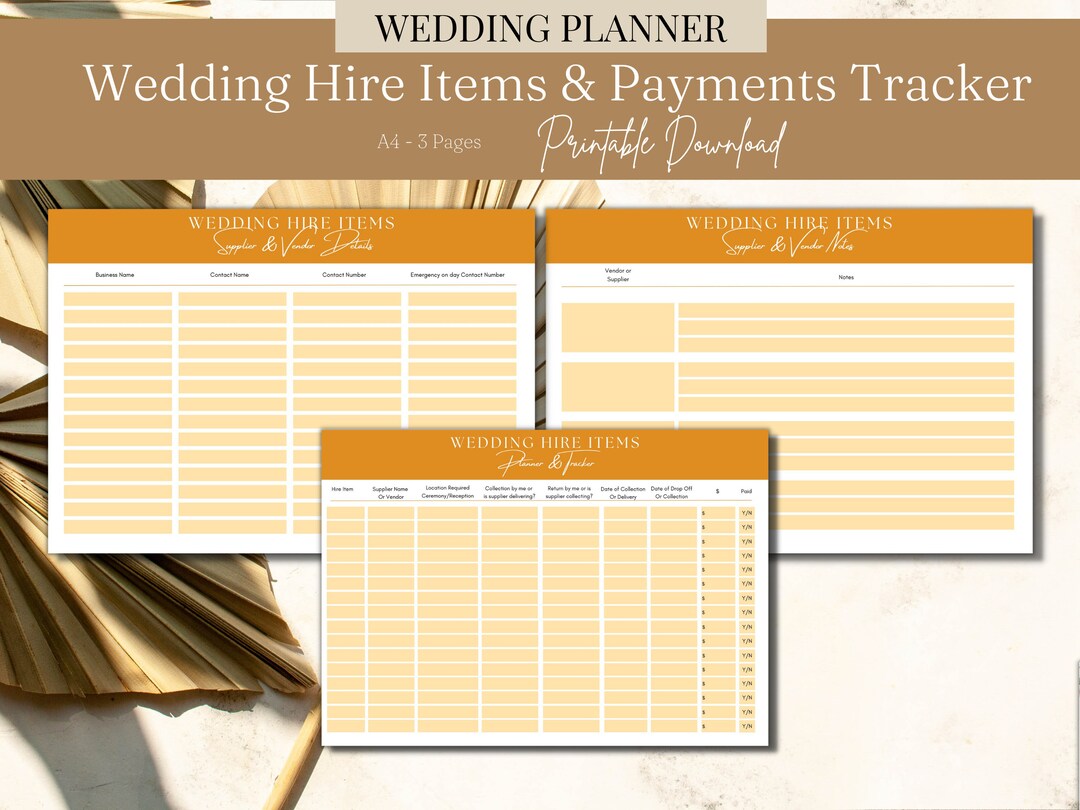 Wedding Items and Budget Tracker, Wedding Planner Instant Download PDF ...