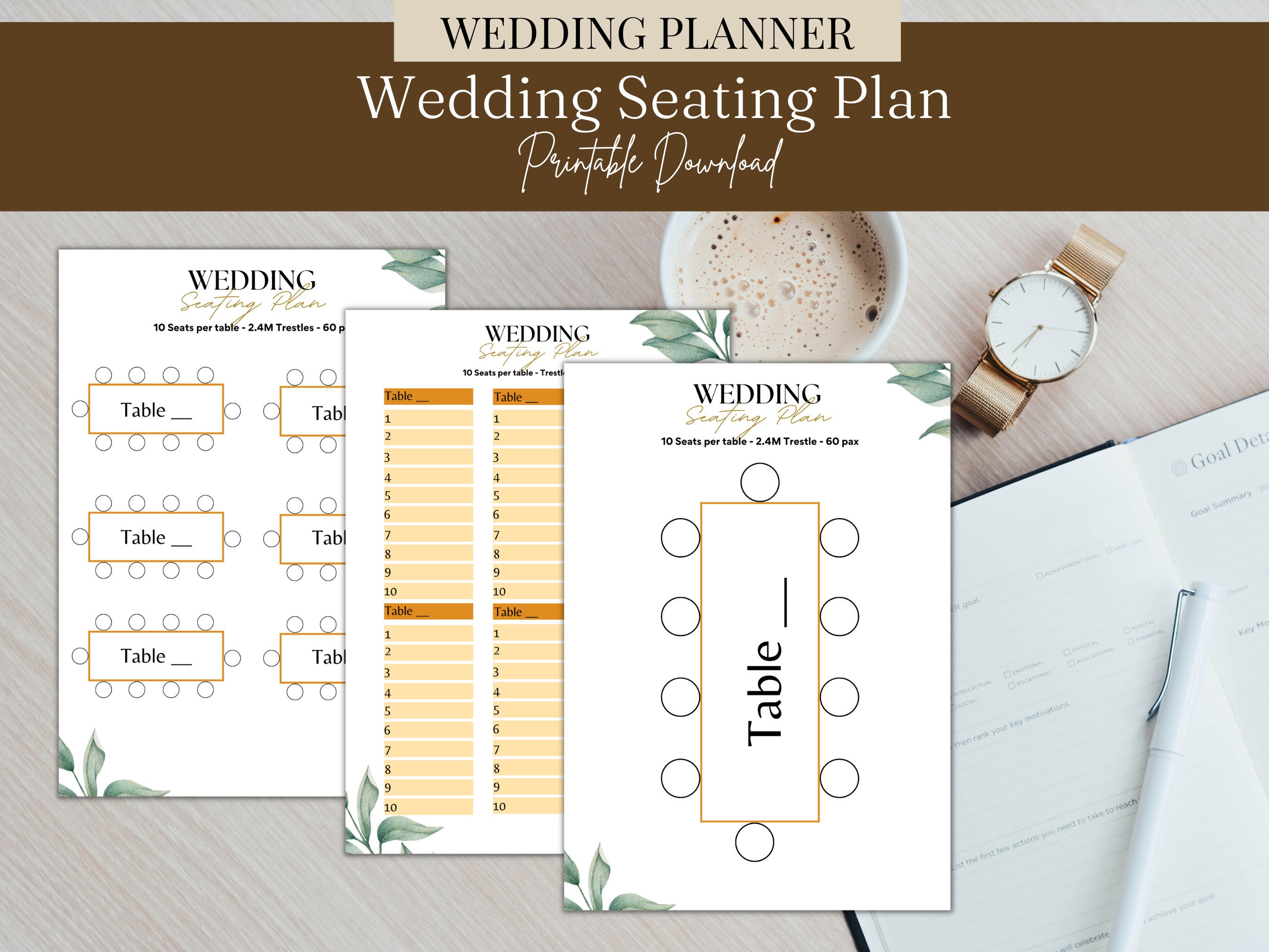 Wedding Seating Plan Chart 60 Pax Rectangle Table Guest Names Seating ...