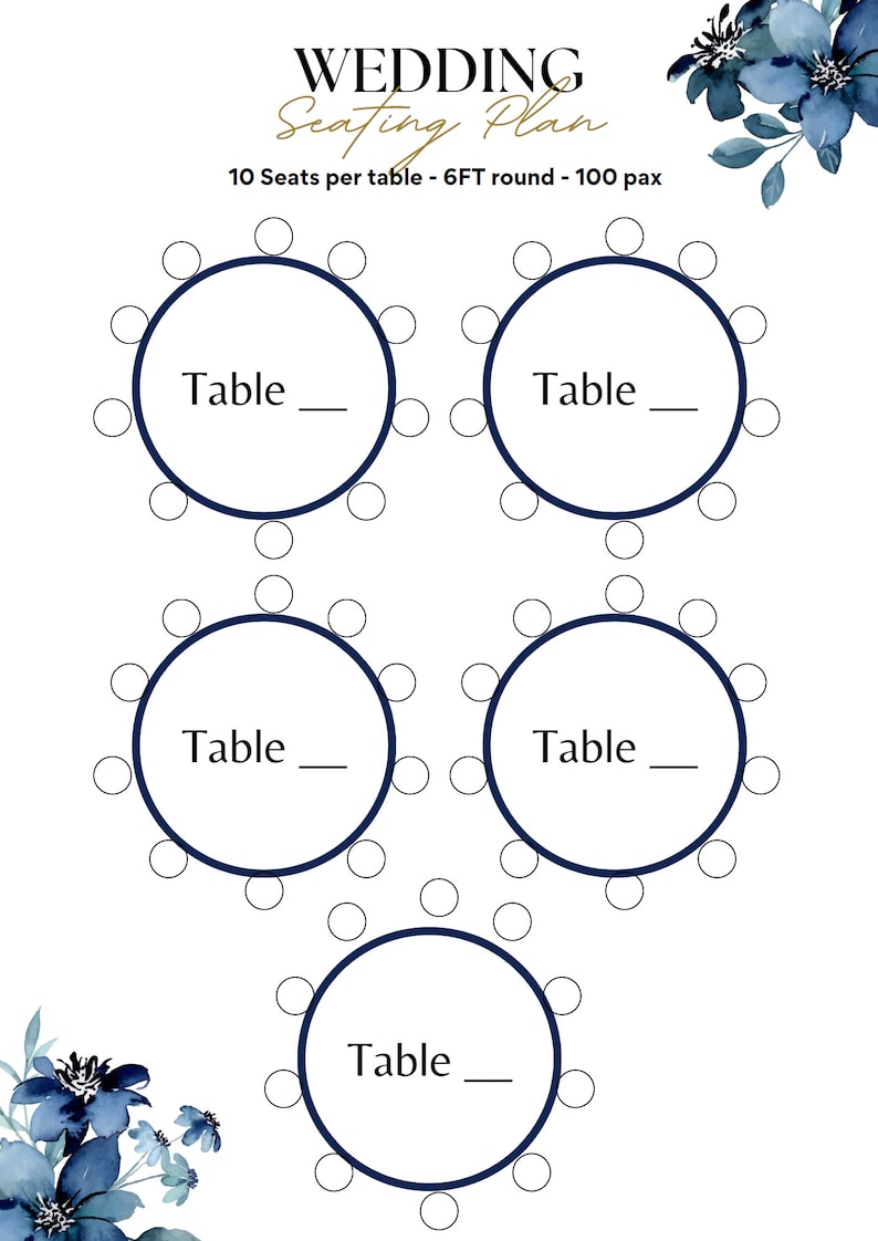 Table Seating Chart Planner 100 Pax Round Table Plan, Wedding Table ...