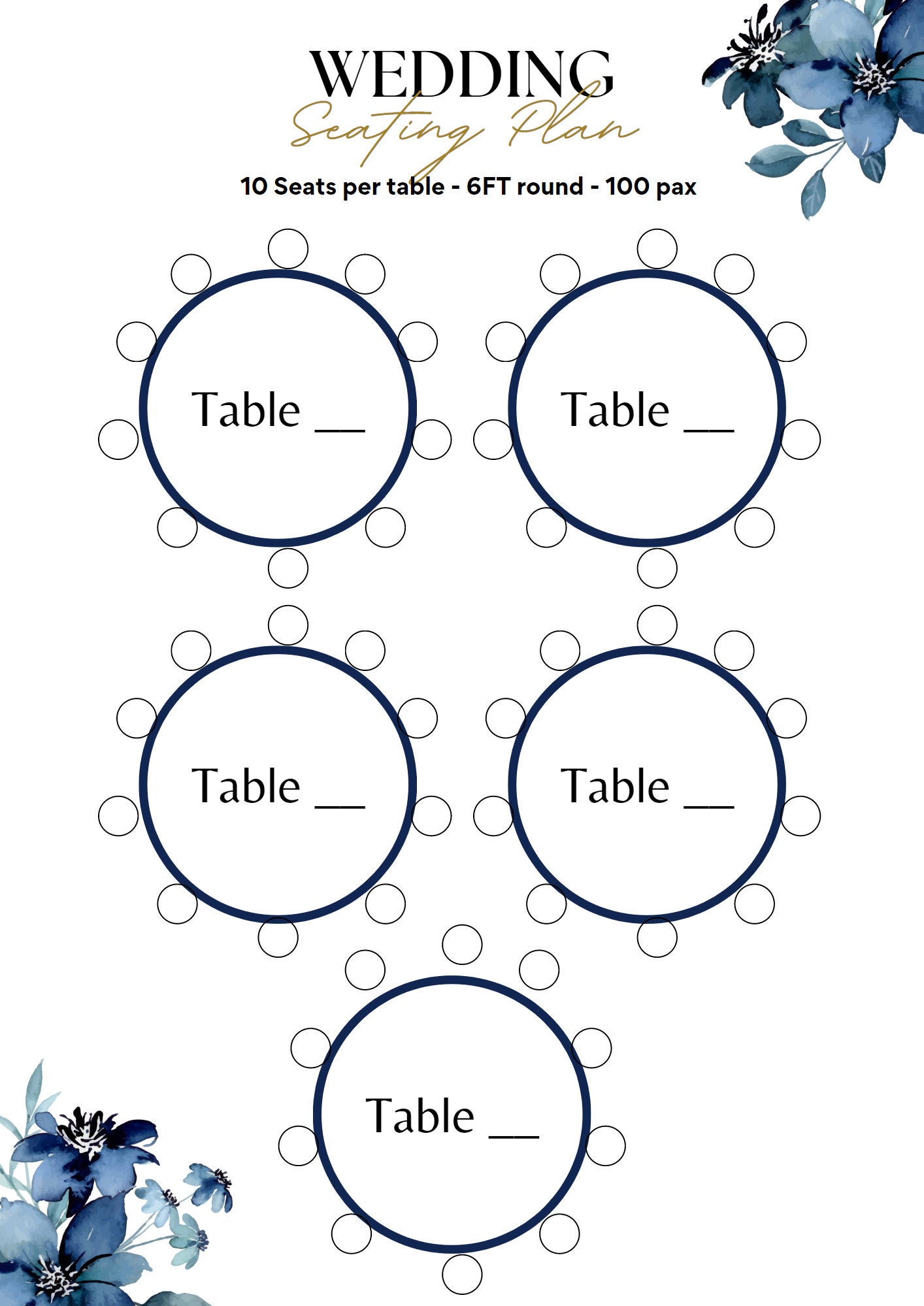 Table Seating Chart Planner 100 Pax Round Table Plan, Wedding Table ...