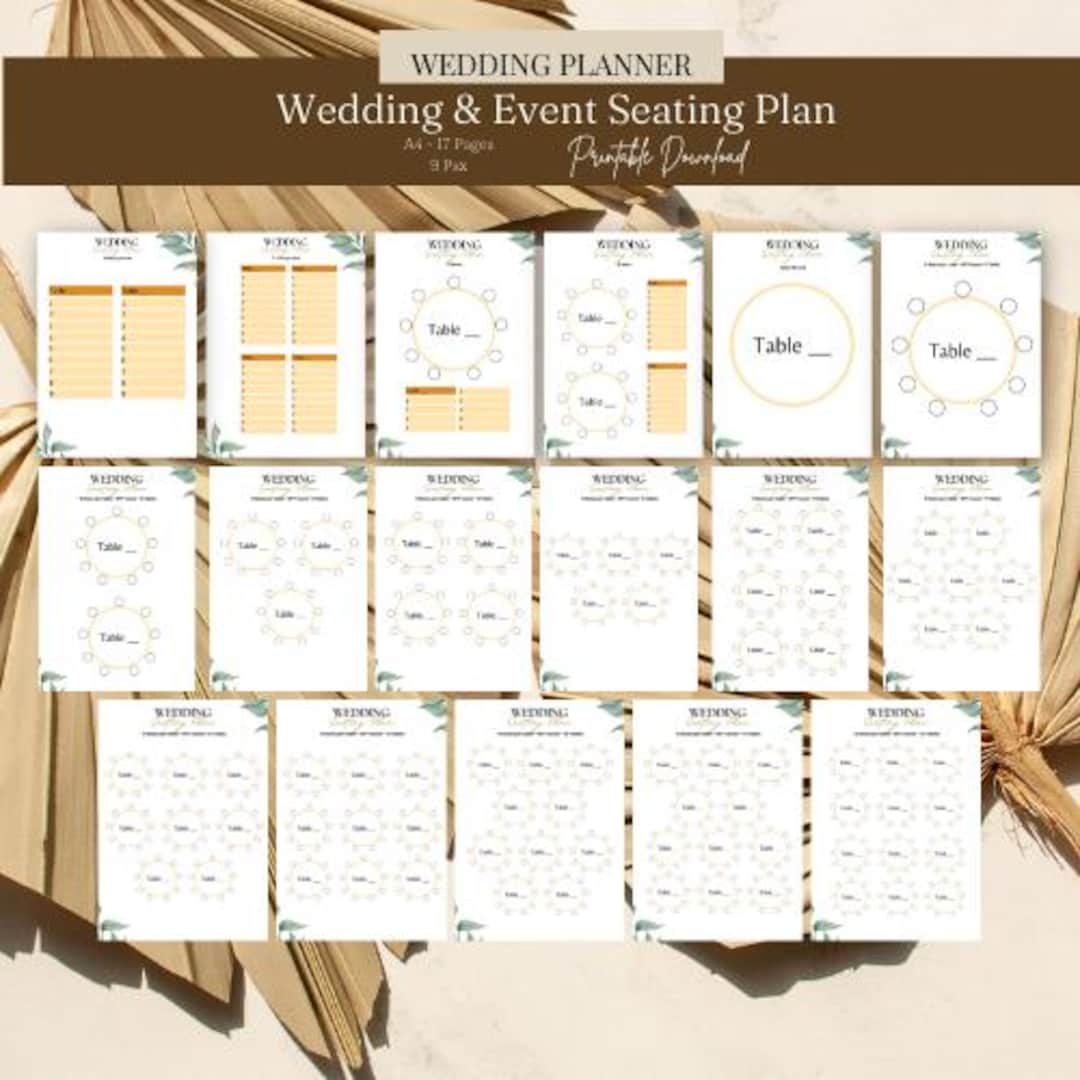 Wedding Seating Chart Planner, 9 Seats Table Plan (printable PDF) - Etsy