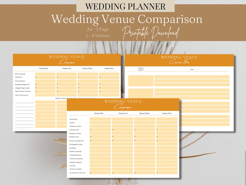Venue Budget Comparison Planner Wedding Questions for Venues - Etsy