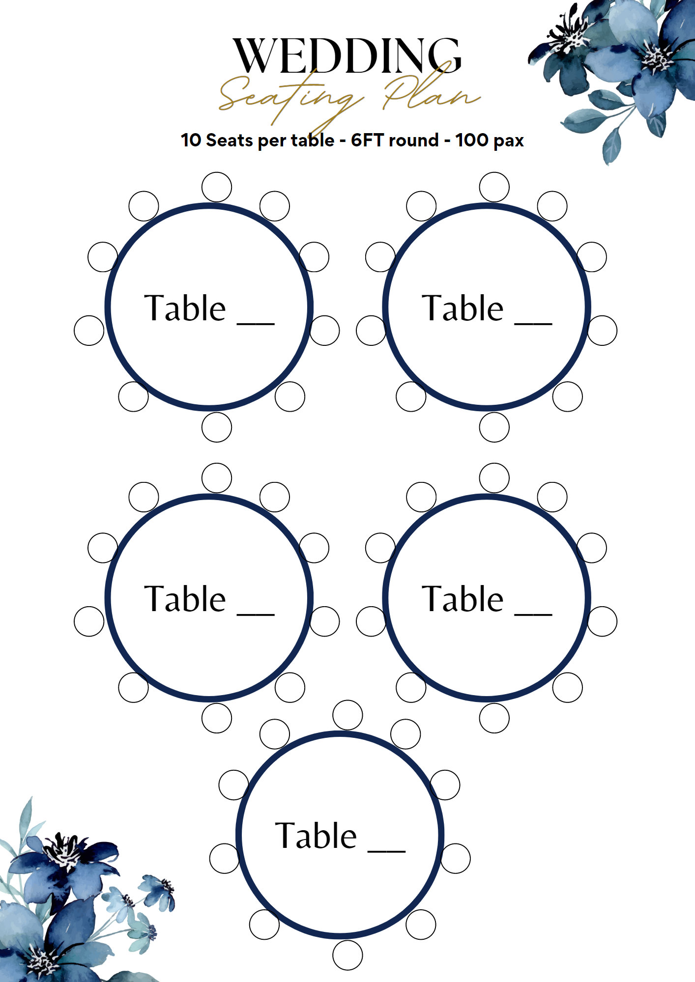 Table Seating Chart Planner 100 Pax Round Table Plan, Wedding Table ...