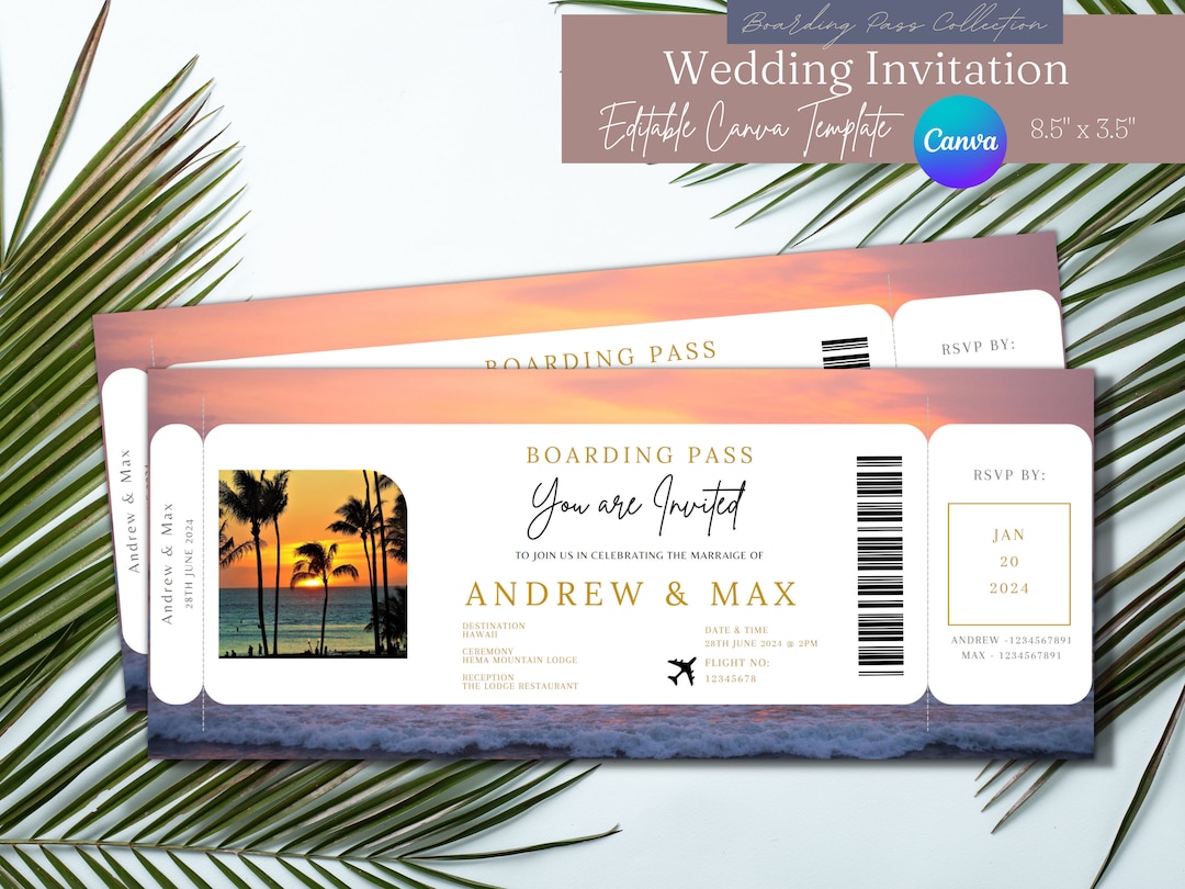 Boarding Pass Wedding Invitation, Wedding Invitation Boarding Pass ...