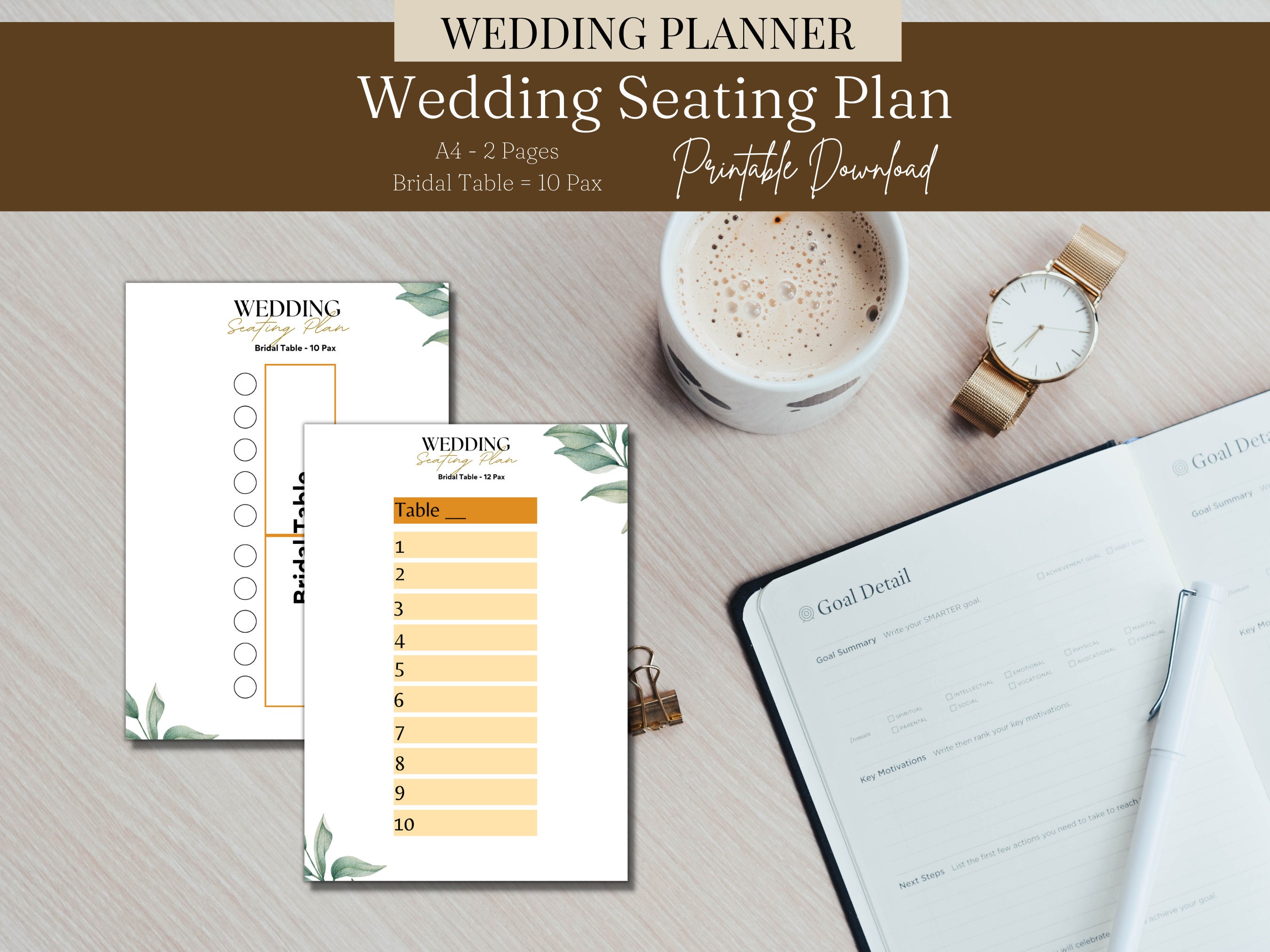 Table Plan Printable Bridal Table Wedding Planning Seating Plan Chart ...