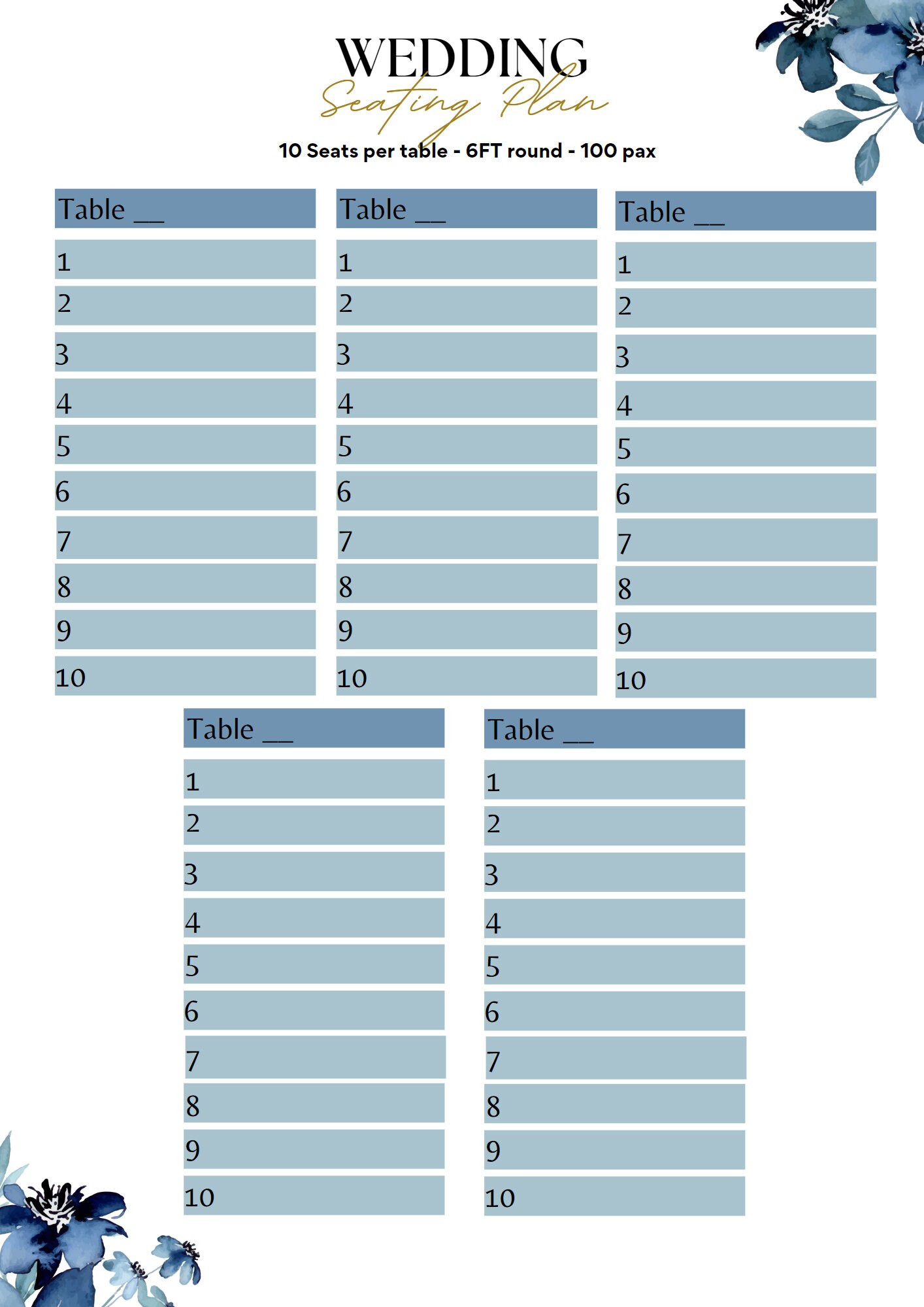 Table Seating Chart Planner 100 Pax Round Table Plan, Wedding Table ...