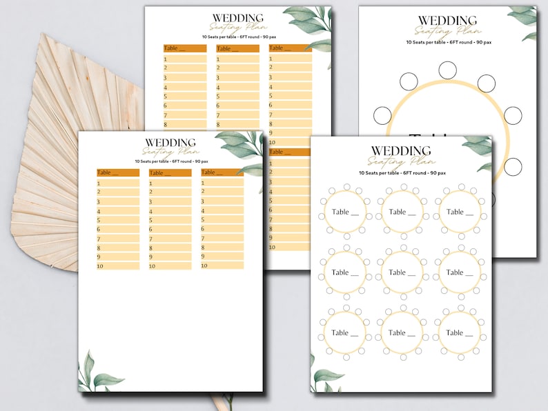 Seating Plan Chart 90 Pax Round, Wedding Table Display for Guest Names ...