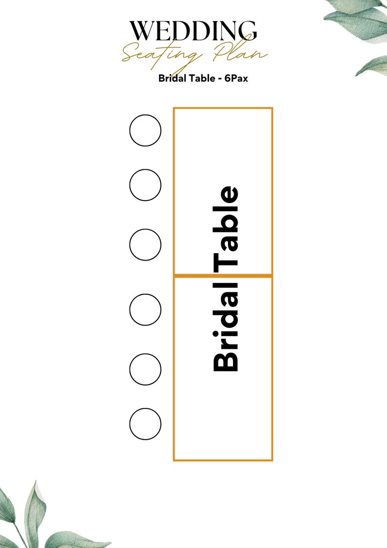 Bridal Table Seating Plan Chart Bundle 6 8 10 12 Table for Guest Names ...