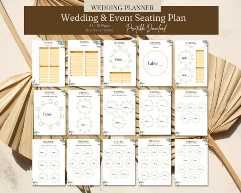 Table Seating Chart Planner for 10 - 100 Table Plan, 10 Seats Table ...