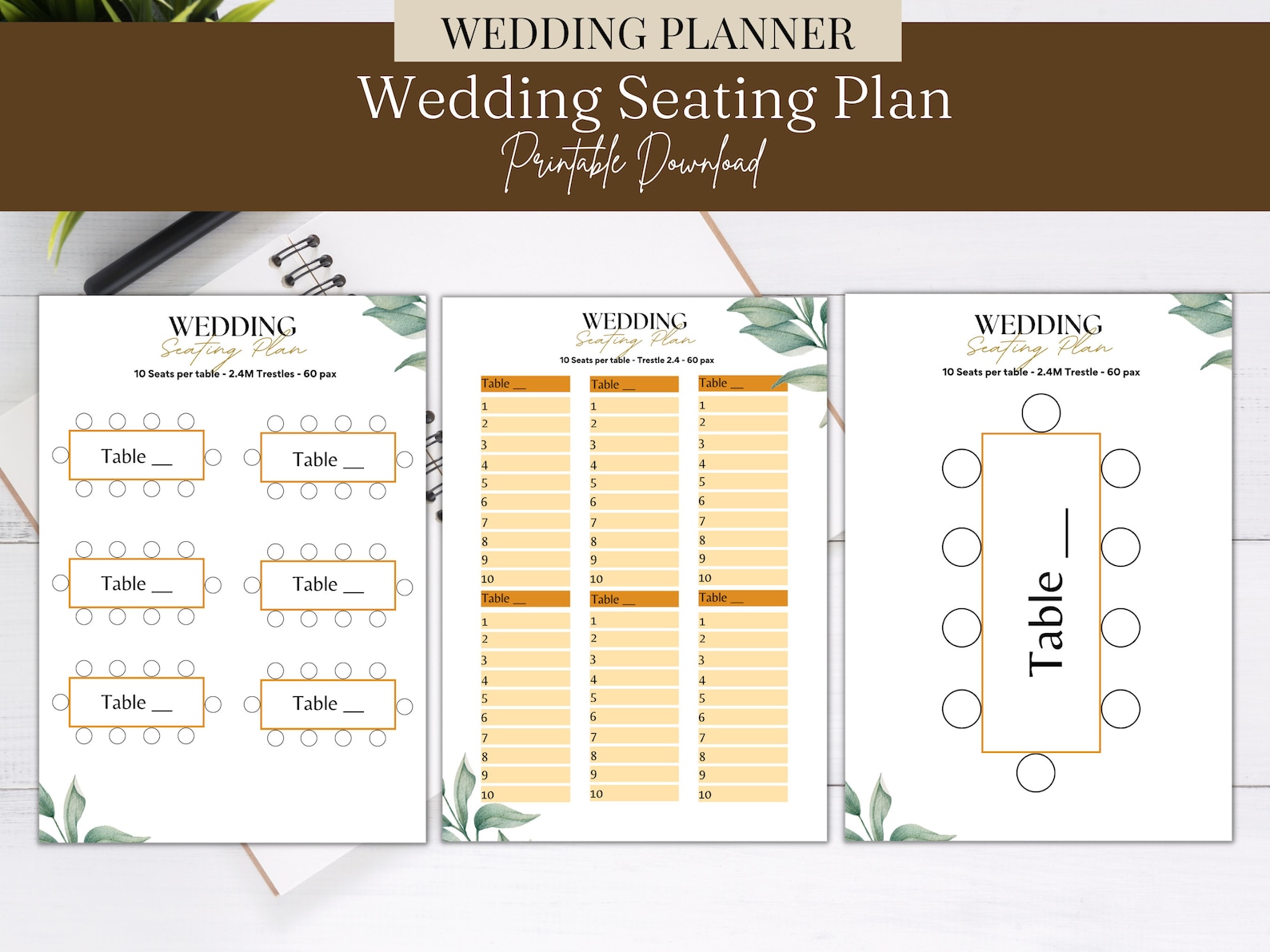 Wedding Seating Plan Chart 60 Pax Rectangle Table Guest Names Seating ...