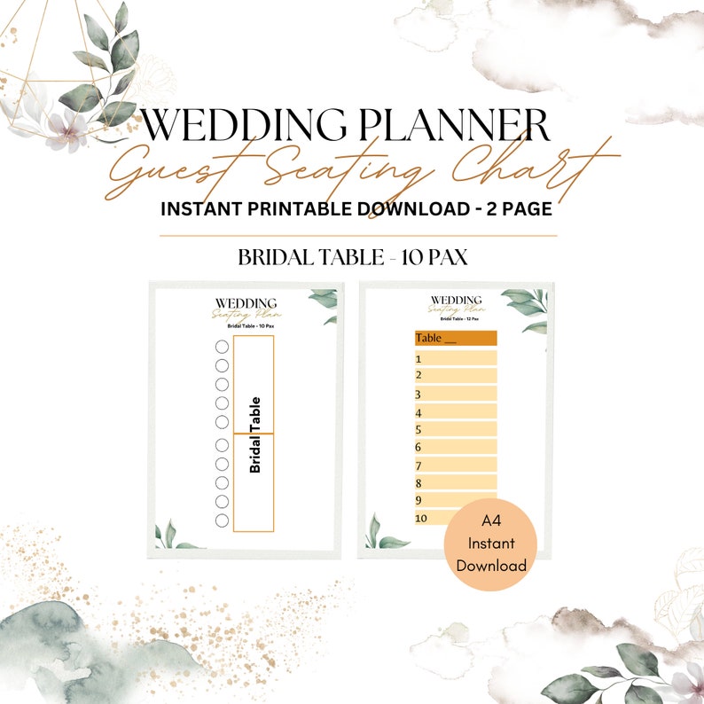Table Plan Printable Bridal Table Wedding Planning Seating - Etsy