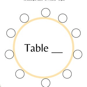 Table Seating Chart Planner for 10 100 Table Plan, 10 Seats Table ...