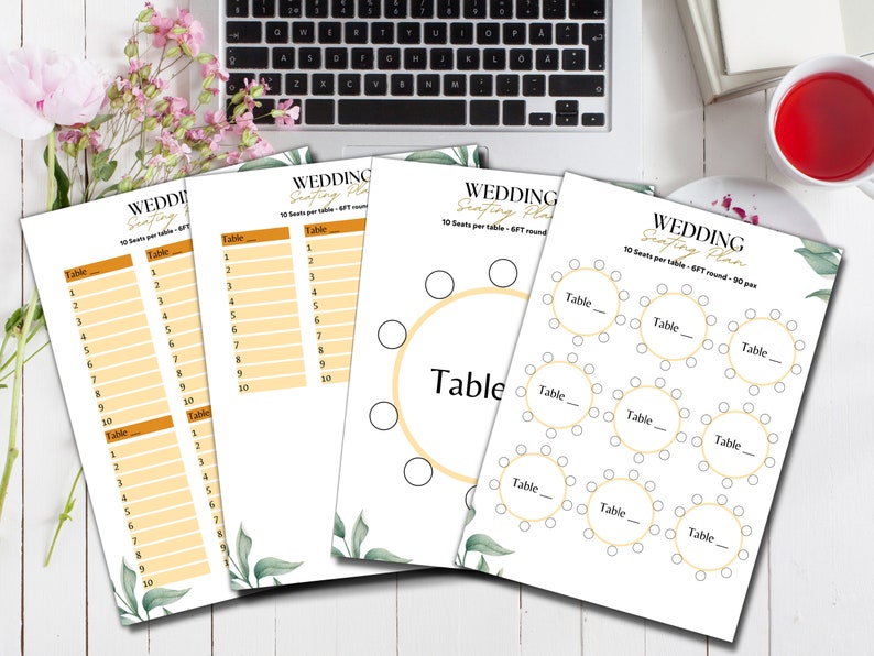Seating Plan Chart 90 Pax Round, Wedding Table Display for Guest Names ...