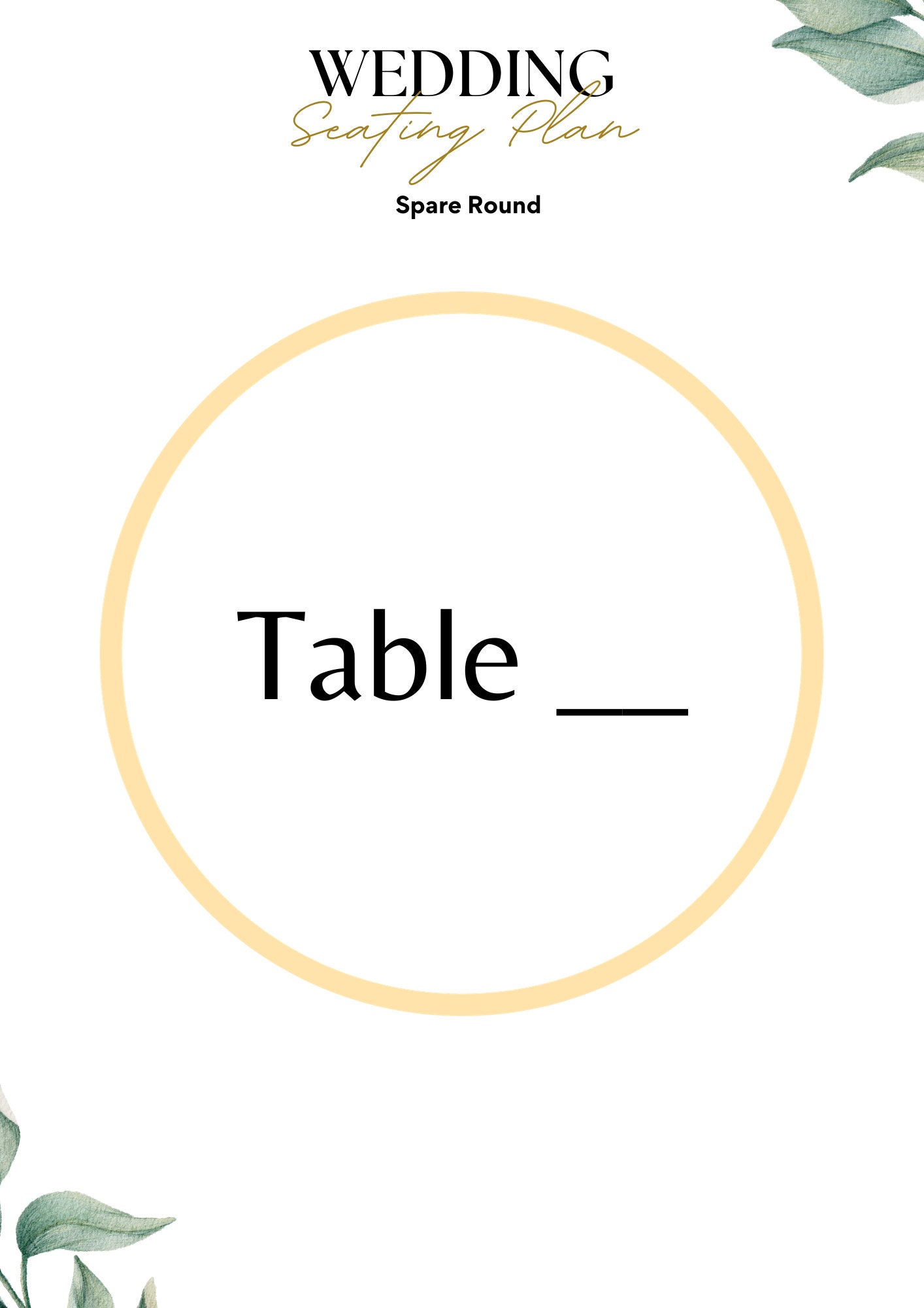 Table Seating Chart Planner for 10 100 Table Plan, 10 Seats Table ...