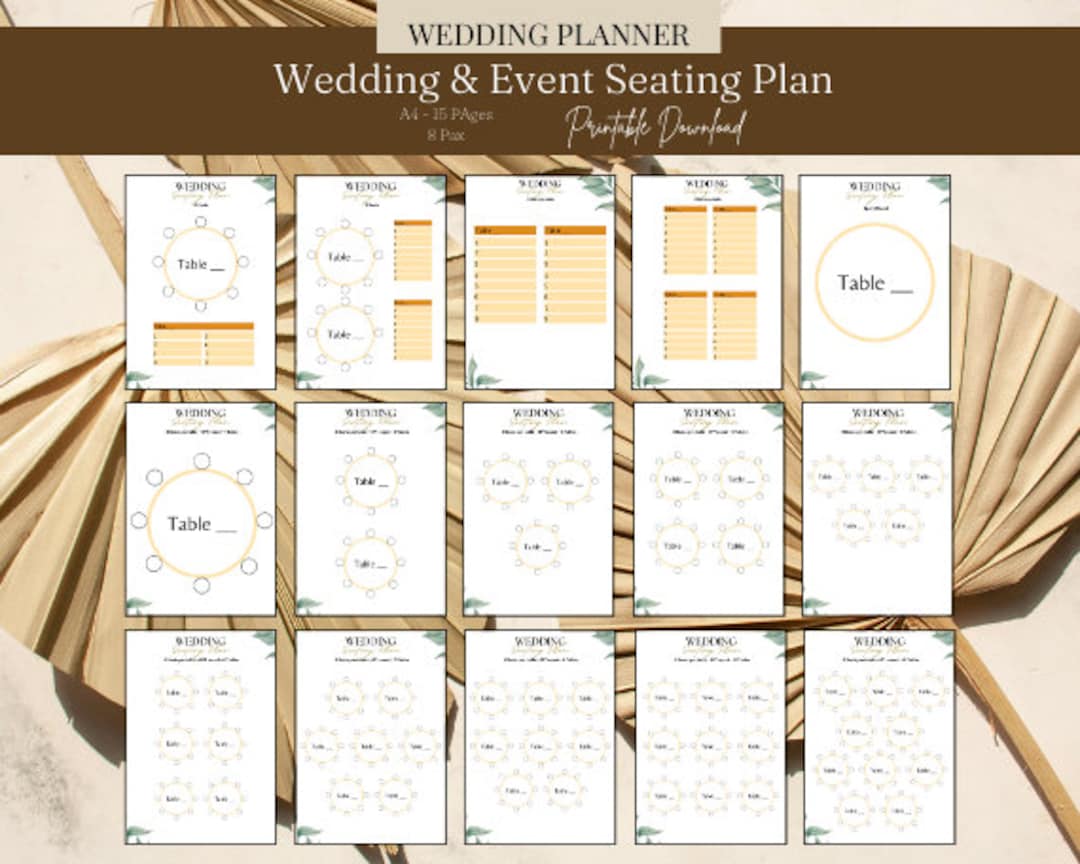 Wedding Seating Chart Planner - 8-80 Table Plan (printable PDF) - Etsy