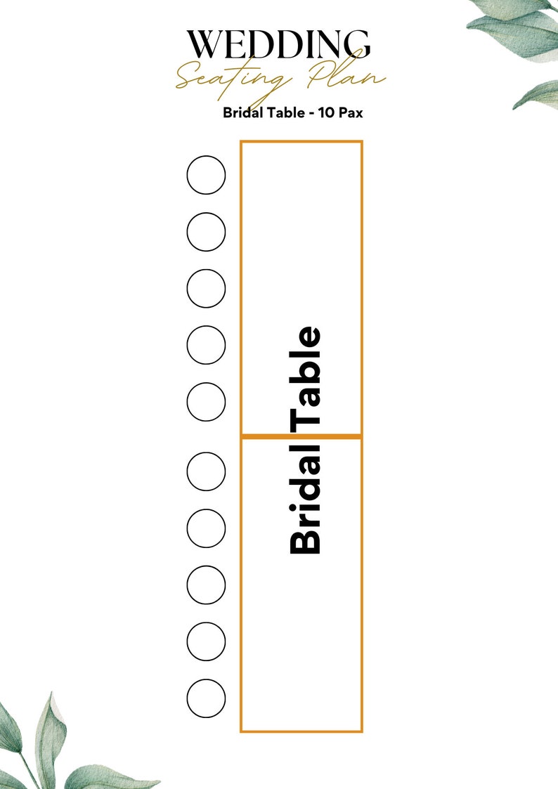 Bridal Table Seating Plan Chart Bundle 6 8 10 12 Table for Guest Names ...