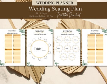 Wedding Table Seating Chart 50 Pax Round Table Display for Guest Names Seating Chart ...