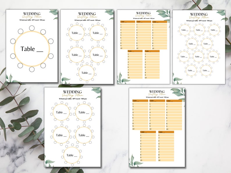 Wedding Seating Chart 100 Pax Round Table Display for Guest Names ...