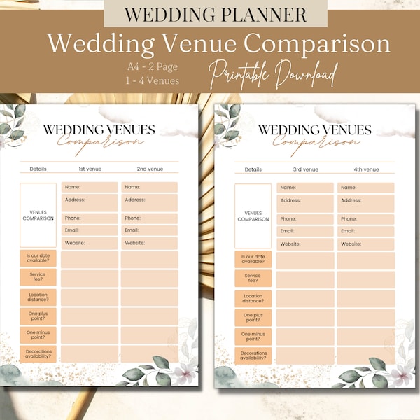 Venue Comparison Sheet - Etsy