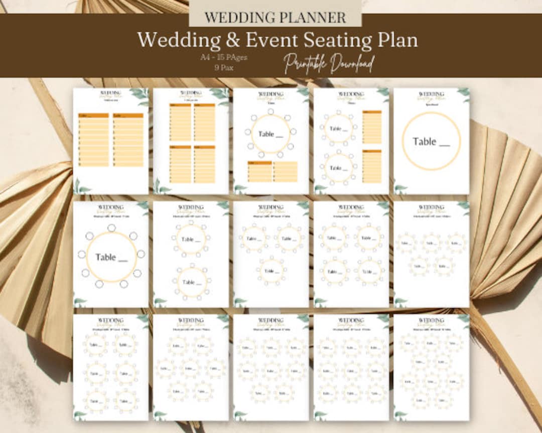 Table Seating Chart Planner for 9 Pax Table Plan, Nine Seats Table ...