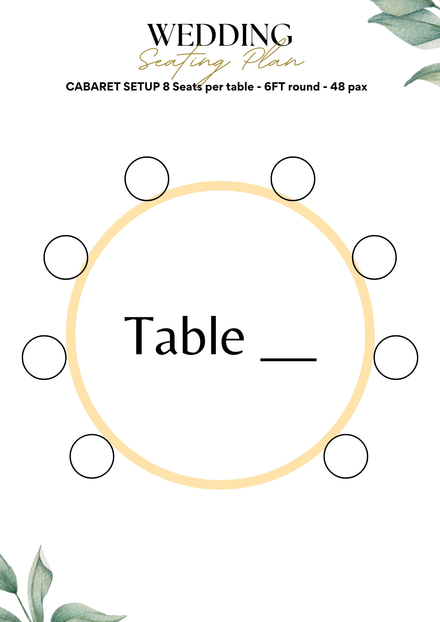 Wedding Planner Seating Chart, Round Table Display for Guest Names ...