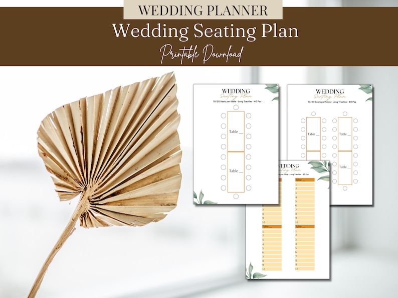 Table Seating Plan Chart Long 20 40 Pax Rectangle Table Guest Names ...