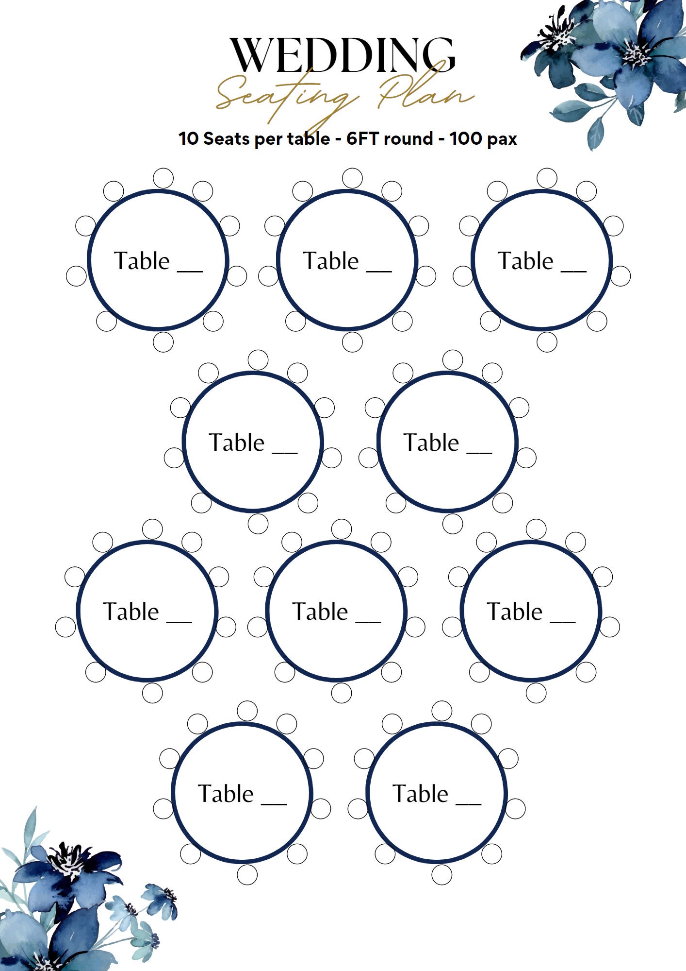 Table Seating Chart Planner 100 Pax Round Table Plan, Wedding Table ...