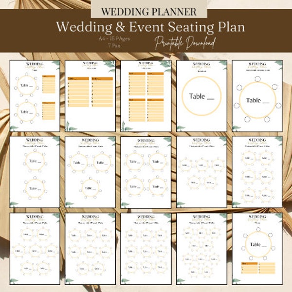 Bridal Table Seating Plan Chart Bundle 6 8 10 12 Table for Guest Names ...