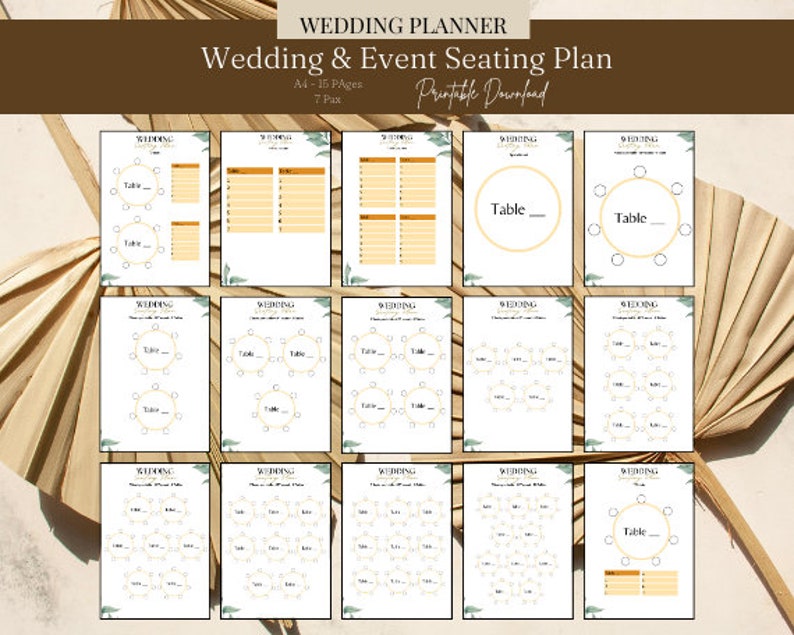 Table Seating Chart Planner for 7 - 70 Table Plan, Seven Seats Table ...