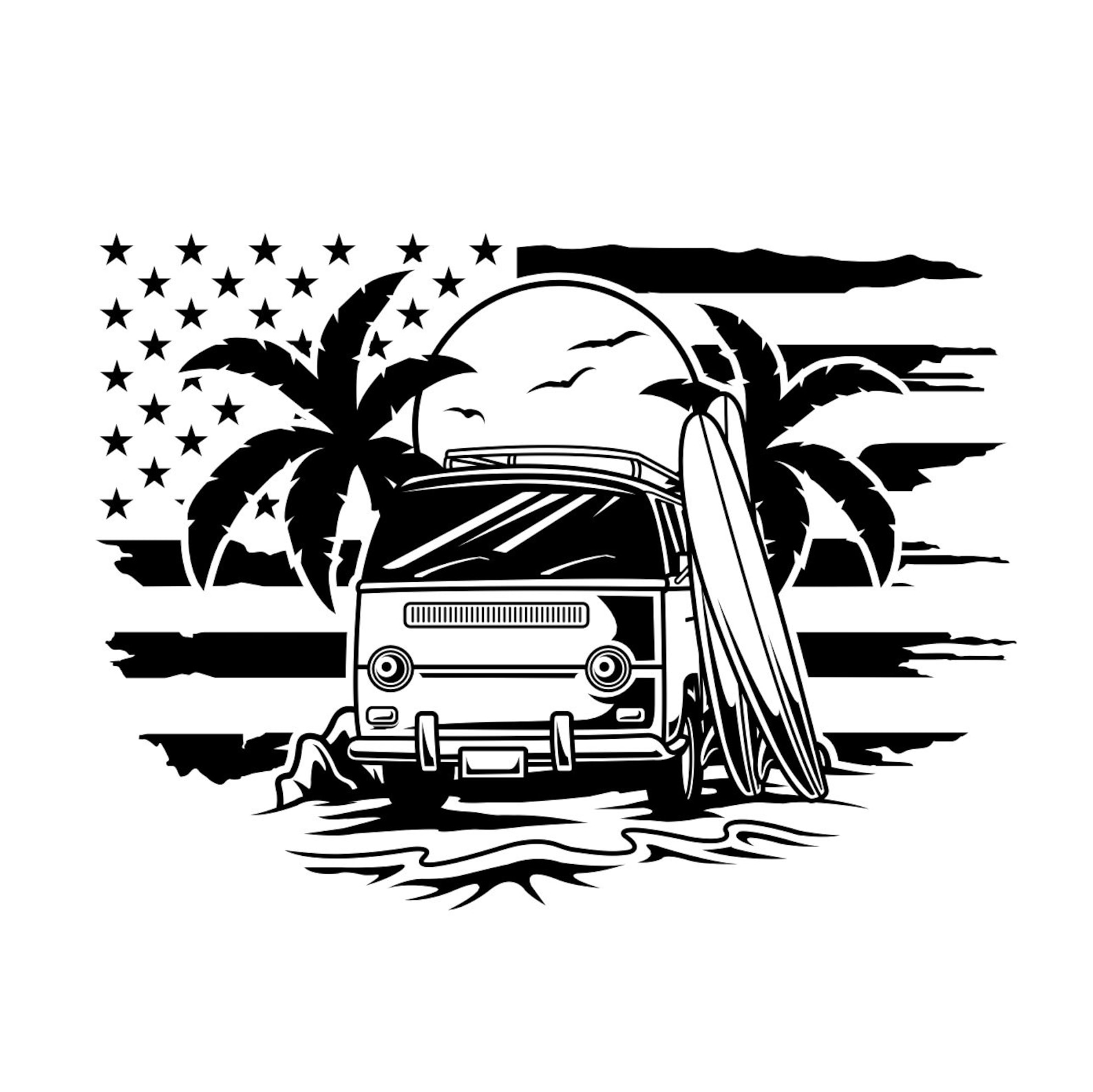 Surf Van SVG - Etsy