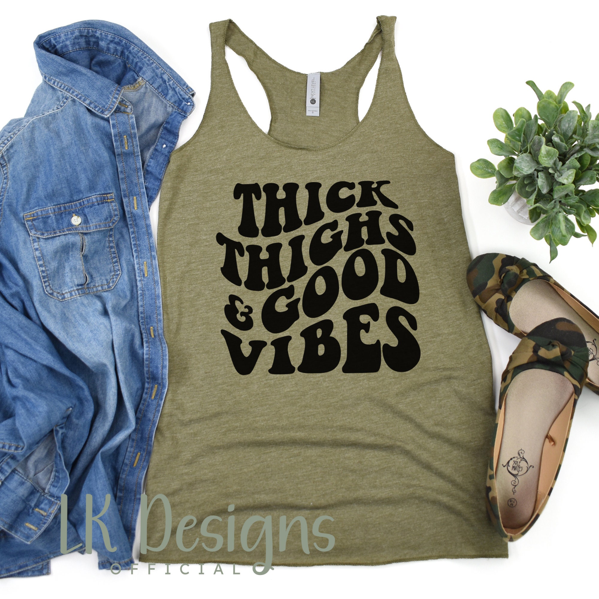 Good Vibes Tank Summer Tank Gift for Her Thick Thighs Save Lives ...