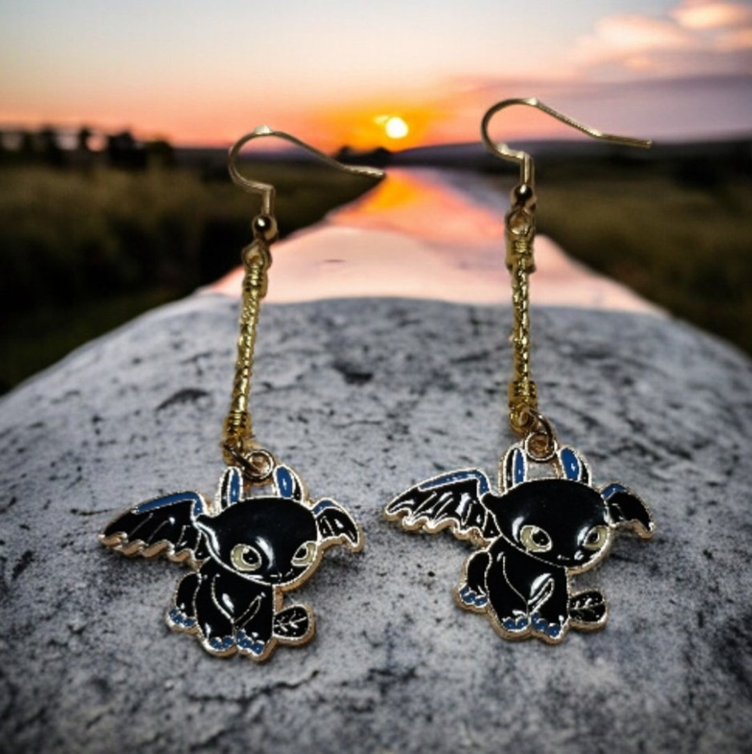 Toothless Gold Drop Earrings - Etsy