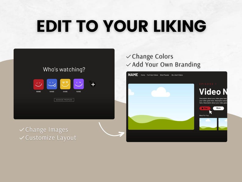 NETFLIX Youtube Intro, Custom Youtube Intro, Canva Editable Template ...
