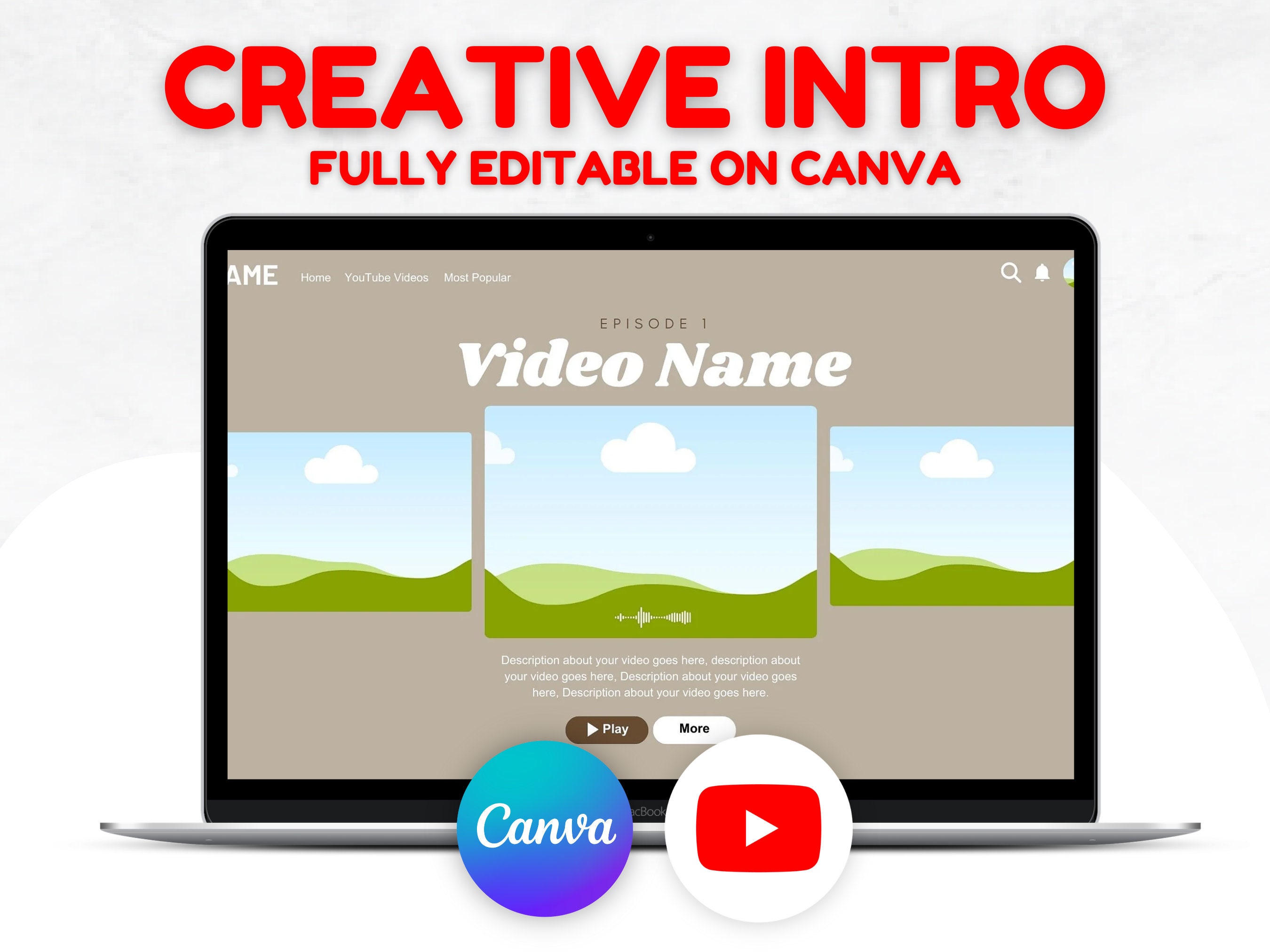 Creative Youtube Intro, Streaming App Youtube Intro, Canva Editable ...