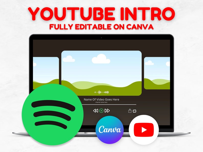 Music Youtube Intro, Canva Editable Template, Unique, Creative Youtube ...
