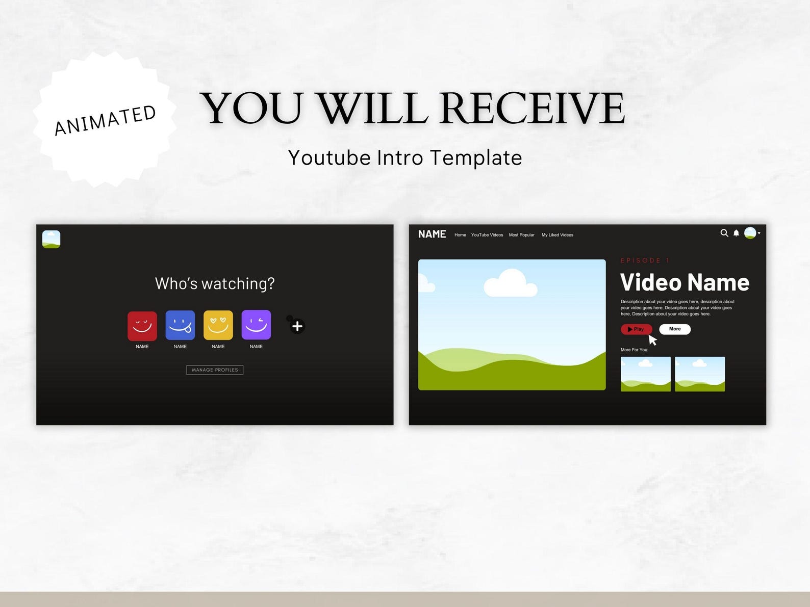 Youtube Intro, Custom Youtube Intro, Canva Editable Template, Unique ...