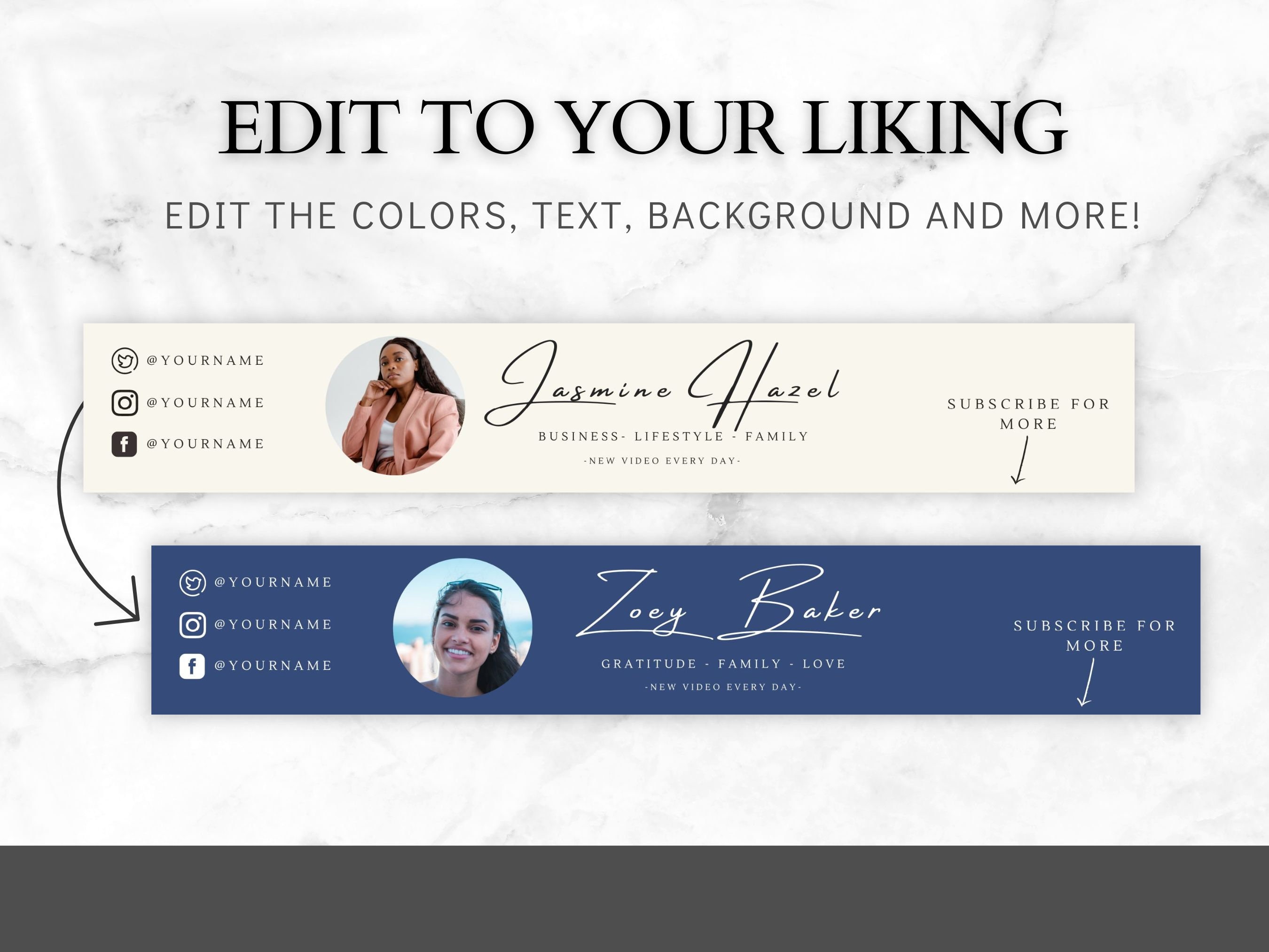 Beige Youtube Banner, Intro, Outro, Logo & Video Thumbnails Youtube ...