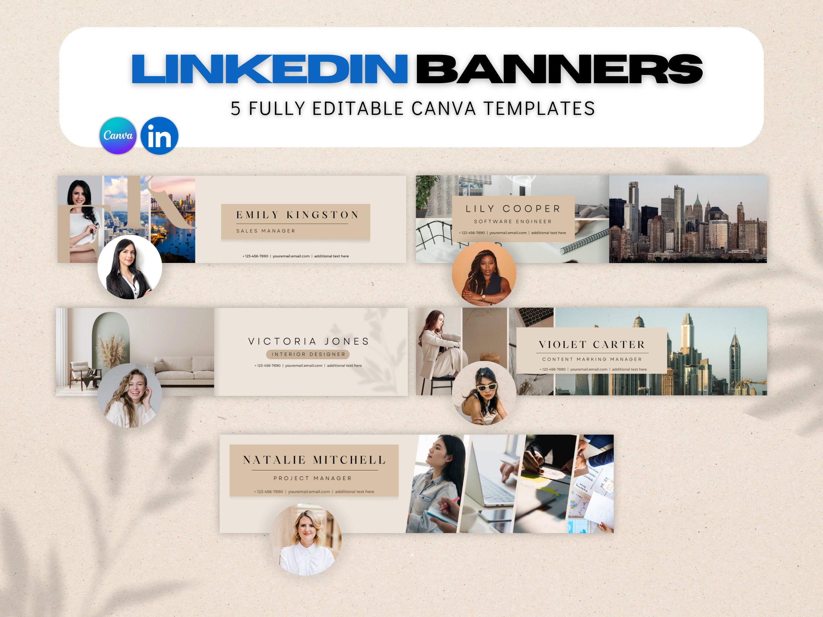 Professional Linkedin Banner Template, Minimalistic Neutral Header ...