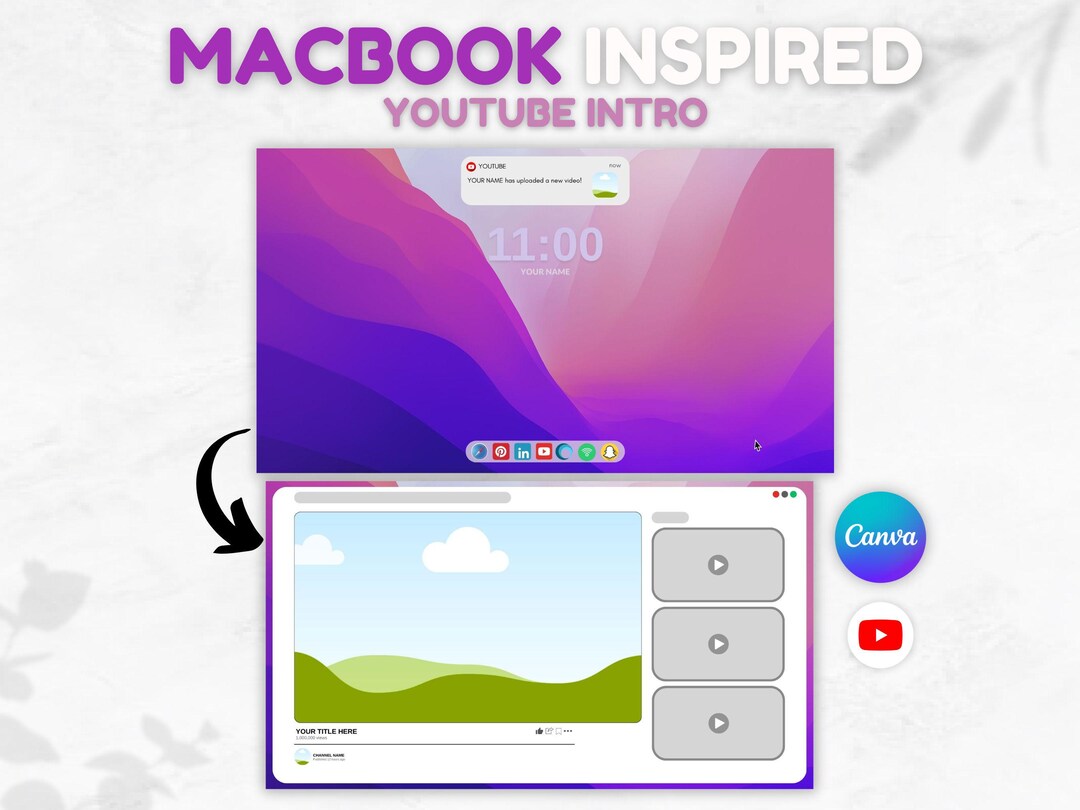 Apple Youtube Intro, Custom Youtube Intro, Canva Editable Template ...