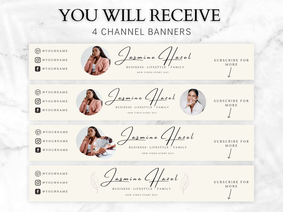 Beige Youtube Banner, Intro, Outro, Logo & Video Thumbnails Youtube ...