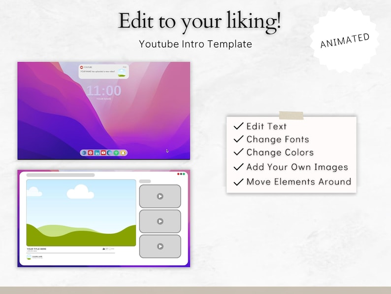 Apple Youtube Intro, Custom Youtube Intro, Canva Editable Template ...